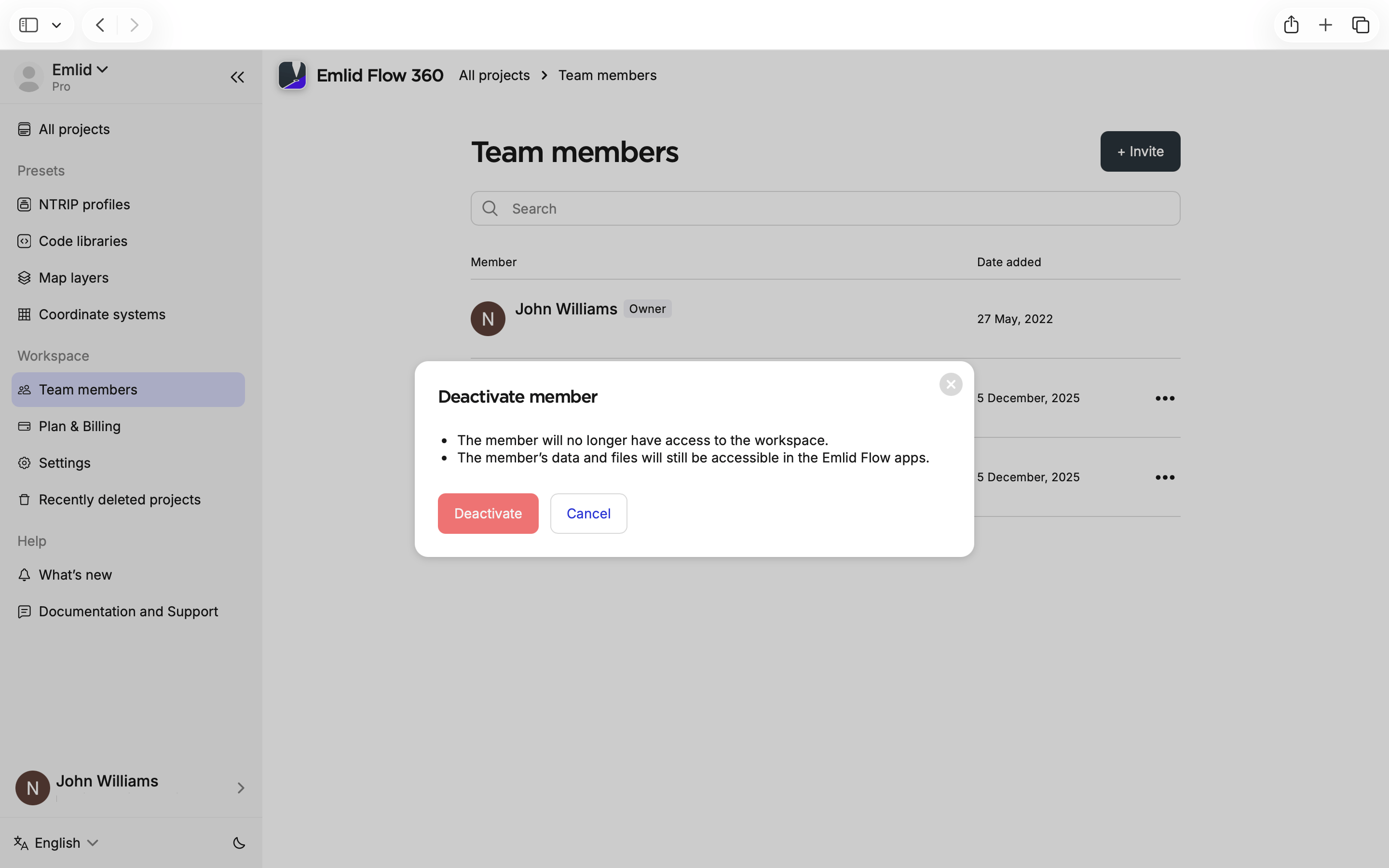 Team management | Emlid Flow and Emlid Flow 360