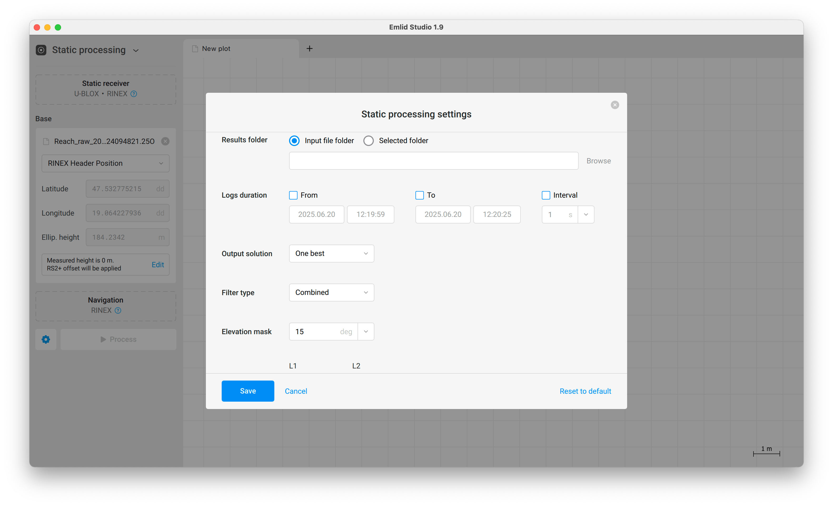 Static processing | Emlid Studio