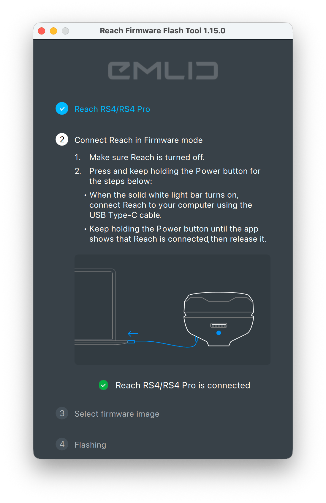 Firmware flashing | Reach RS4 / RS4 Pro